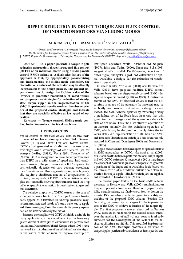 Pdf Ripple Reduction In Direct Torque And Flux Control Of Induction Motors Via Sliding Modes
