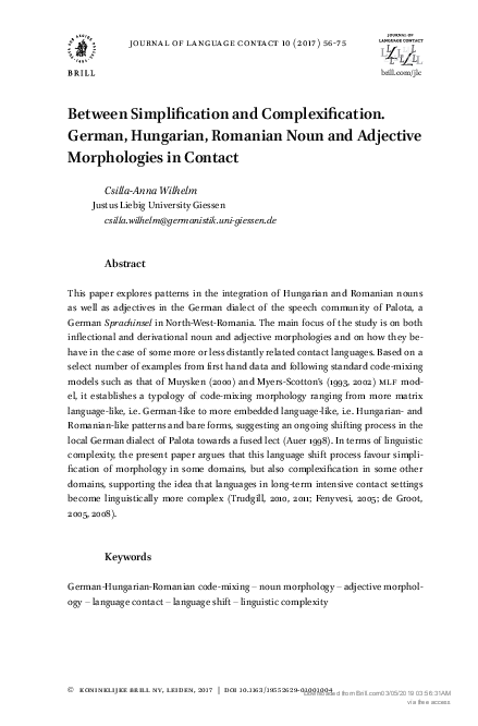 (PDF) Between Simplification and Complexification. German, Hungarian ...