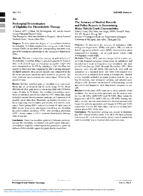 (PDF) Accuracy of Medical Records vs Police Reports in MVCs (PDF) Accuracy of Medical Records vs Police Reports in MVCs