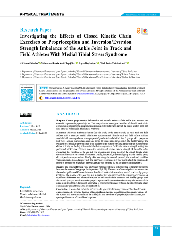 (PDF) Investigating the Effects of Closed Kinetic Chain Exercises on ...