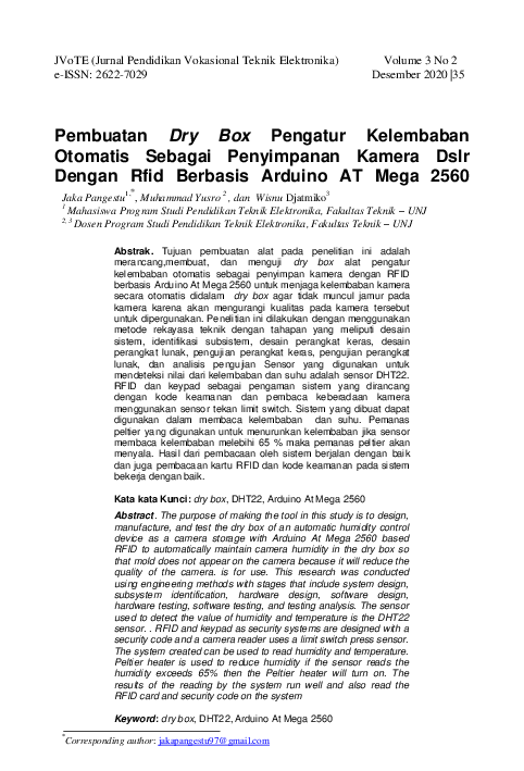 (PDF) Pembuatan Dry Box Pengatur Kelembaban Otomatis Sebagai ...