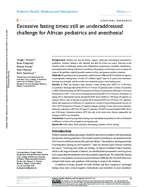 (PDF) Excessive fasting times: still an underaddressed challenge for ...
