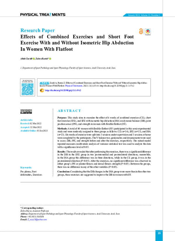 (PDF) Effects of Combined Exercises and Short Foot Exercise With and ...