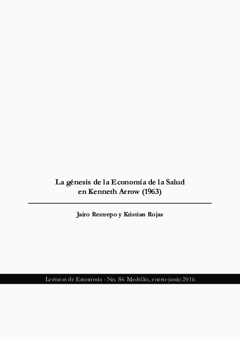 (PDF) La génesis de la Economía de la Salud en Kenneth Arrow (1963)