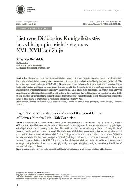 (PDF) Lietuvos Didžiosios Kunigaikštystės laivybinių upių teisinis ...