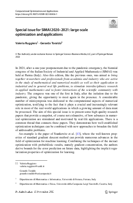 (PDF) Special issue for SIMAI 2020–2021: large-scale optimization and applications | Valeria ...