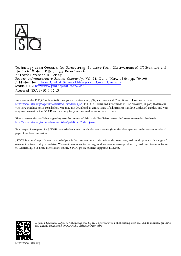 (PDF) Technology as an Occasion for Structuring: Evidence from ...