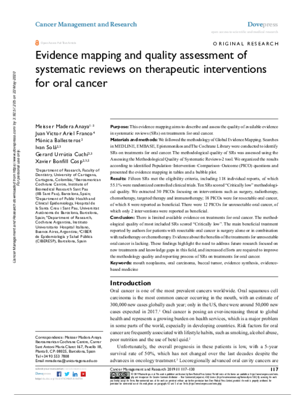 (PDF) Evidence mapping and quality assessment of systematic reviews on ...