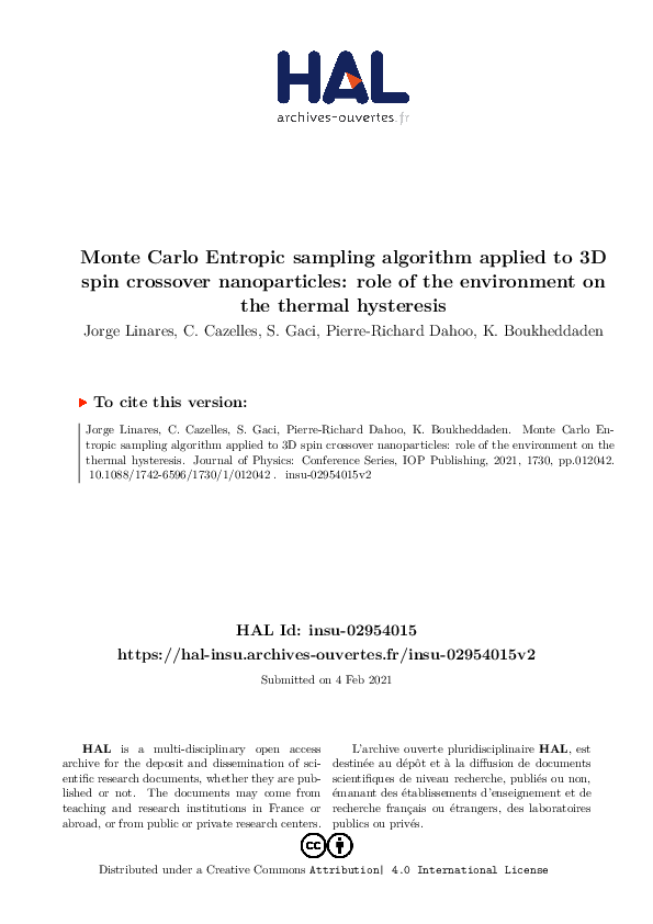 Pdf Monte Carlo Entropic Sampling Algorithm Applied To 3d Spin