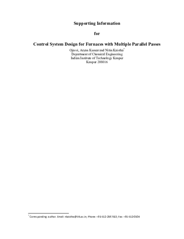 (PDF) Control System Design for Furnaces with Multiple Parallel Passes