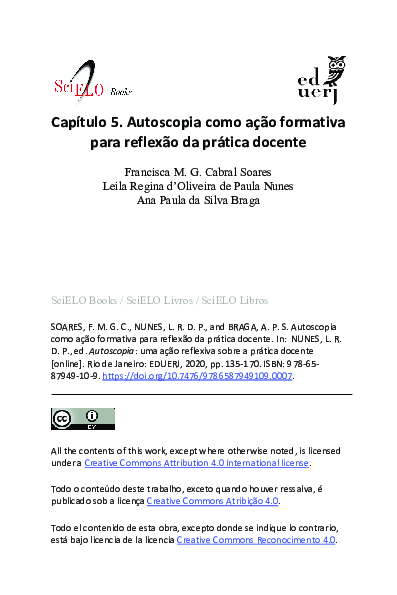 (PDF) Capítulo 5. Autoscopia como ação formativa para reflexão da ...