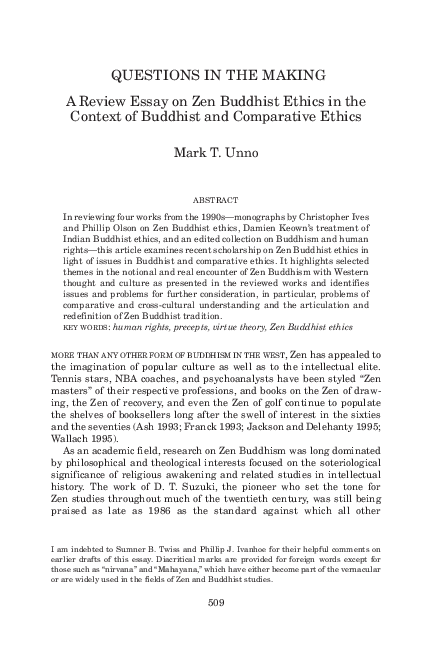 (PDF) Questions in the Making: A Review Essay on Zen and Buddhist ...