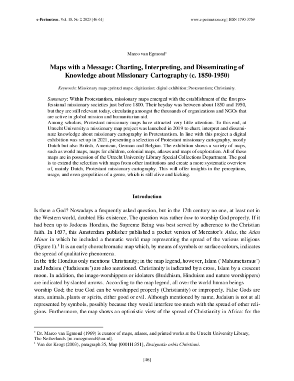(PDF) Maps with a Message: Charting, Interpreting, and Disseminating of Knowledge about ...
