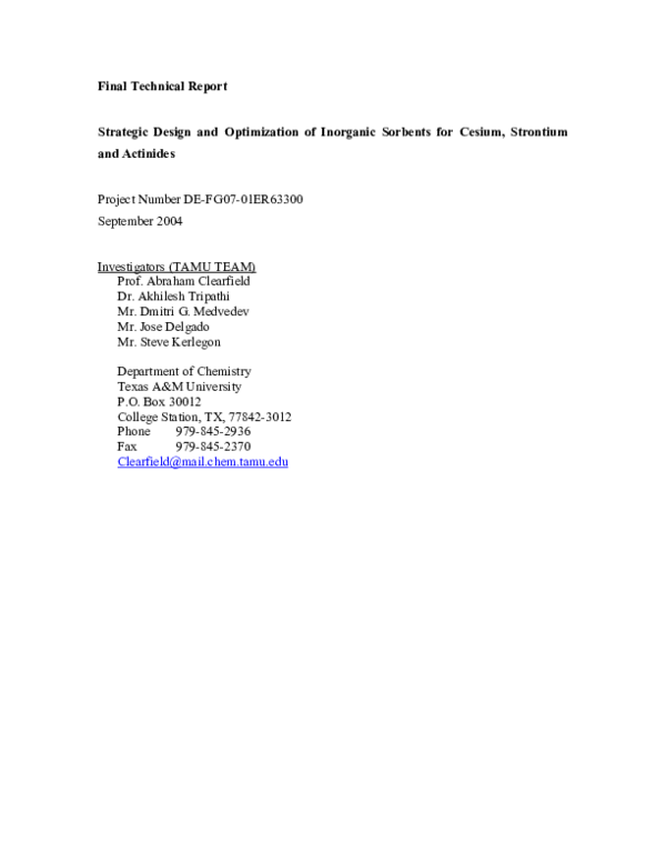 (PDF) Strategic Design and Optimization of Inorganic Sorbents for ...