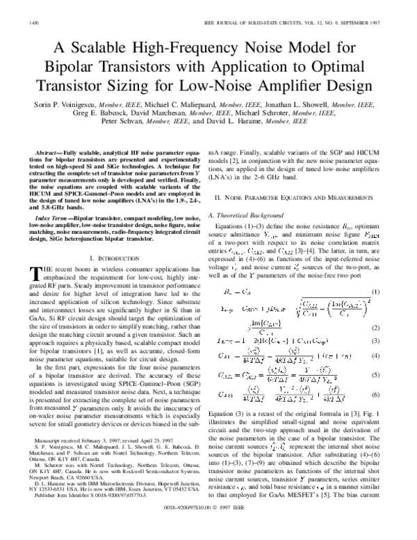 (PDF) A scalable high-frequency noise model for bipolar transistors ...