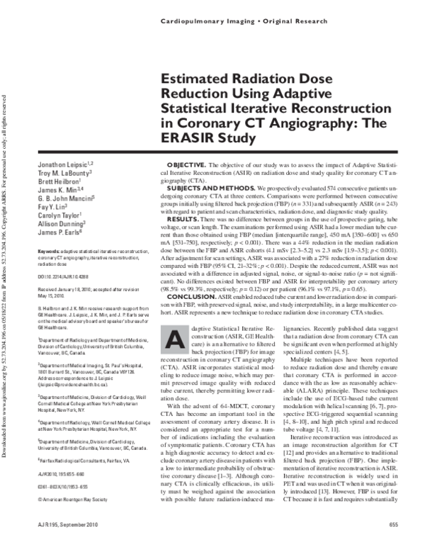 Pdf Estimated Radiation Dose Reduction Using Adaptive Statistical Iterative Reconstruction In