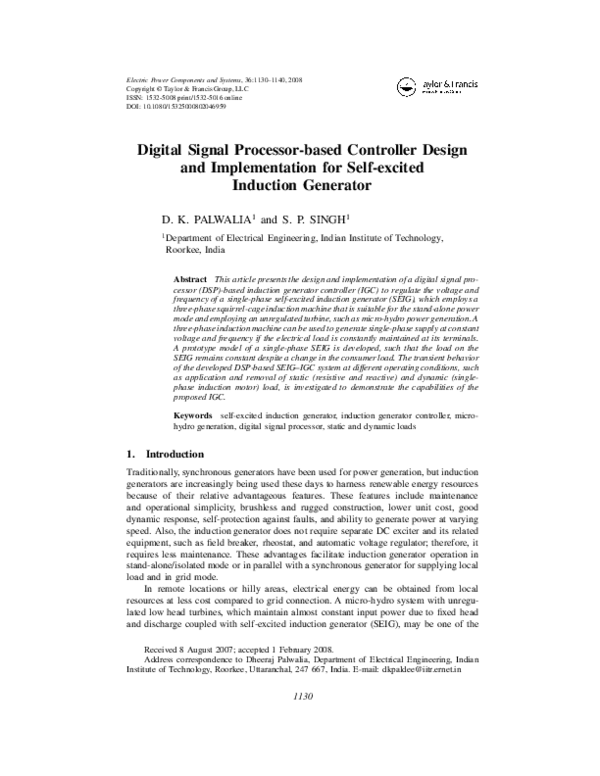 (PDF) Digital Signal Processor-based Controller Design and Implementation for Self-excited ...