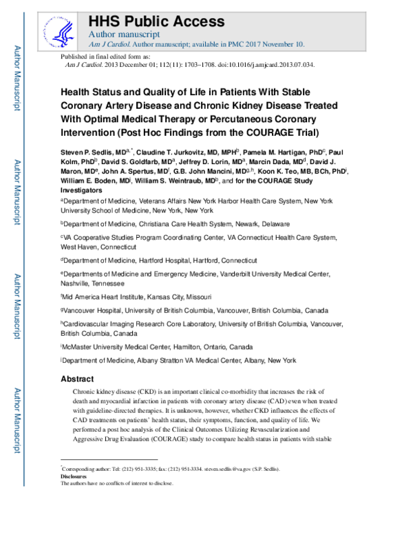 (PDF) Health Status and Quality of Life in Patients With Stable ...