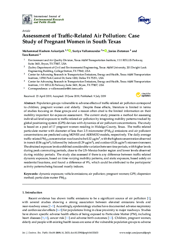 (PDF) Assessment of Traffic-Related Air Pollution: Case Study of ...