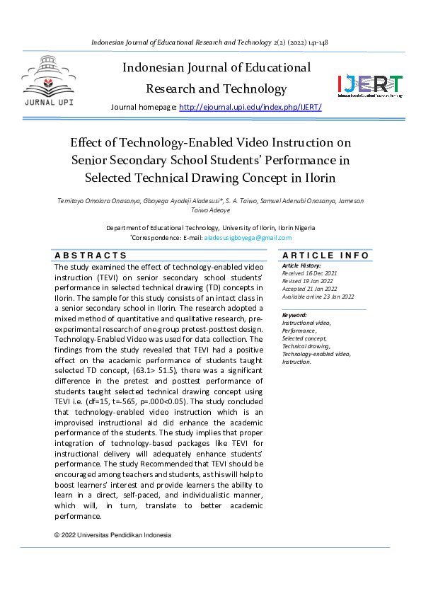 (PDF) Effect of Technology-Enabled Video Instruction on Senior ...