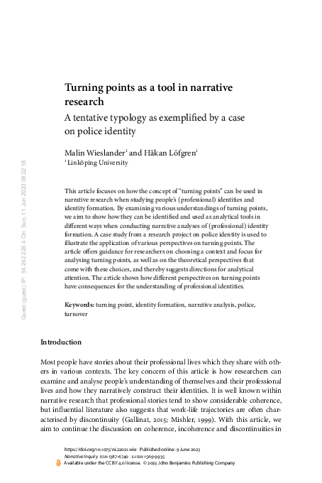 (PDF) Turning points as a tool in narrative research
