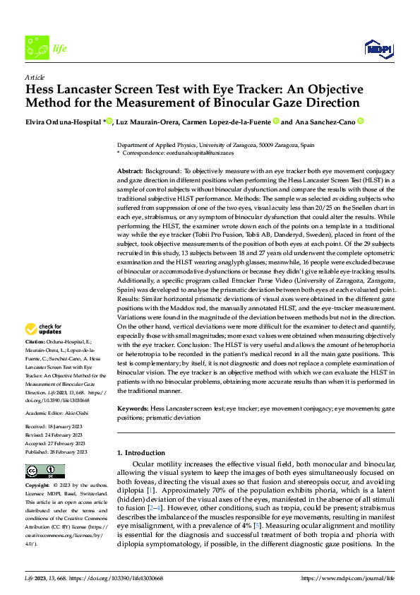 (PDF) Hess Lancaster Screen Test with Eye Tracker: An Objective Method ...