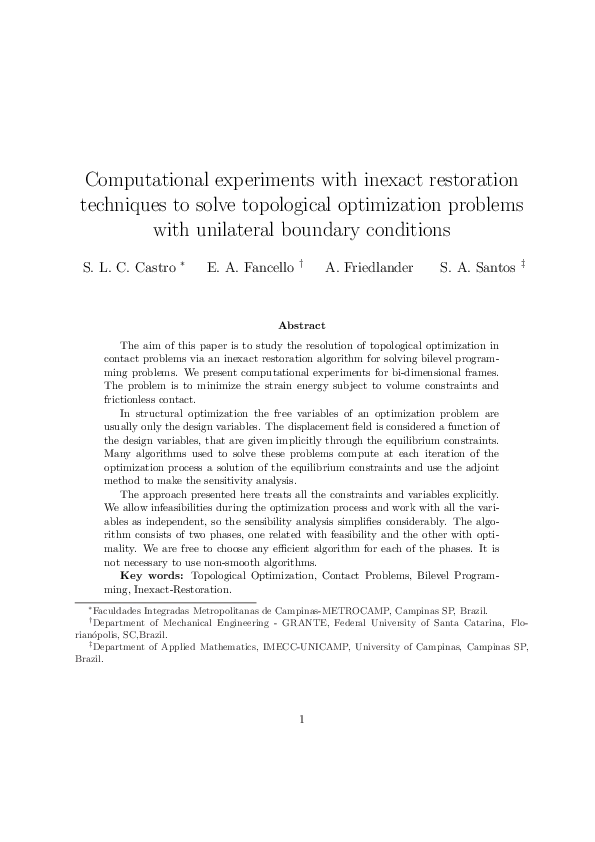 (PDF) Computational experiments with inexact restoration techniques to solve topological ...