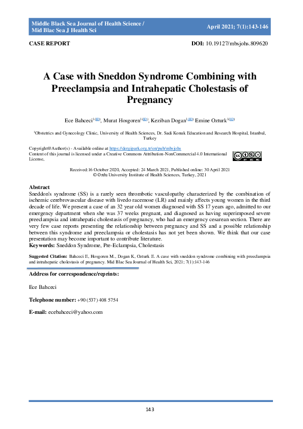 (PDF) A case with sneddon syndrome combining with preeclampsia and ...