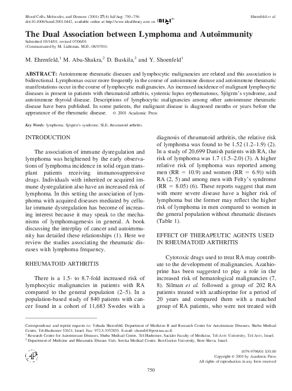 (PDF) The Dual Association between Lymphoma and Autoimmunity