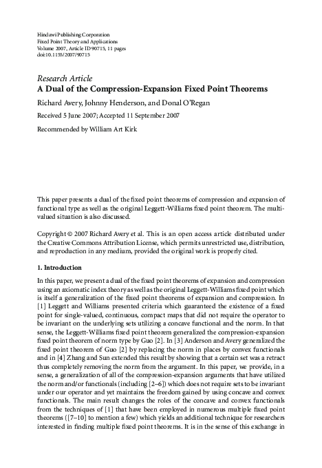 (PDF) A Dual of the Compression-Expansion Fixed Point Theorems