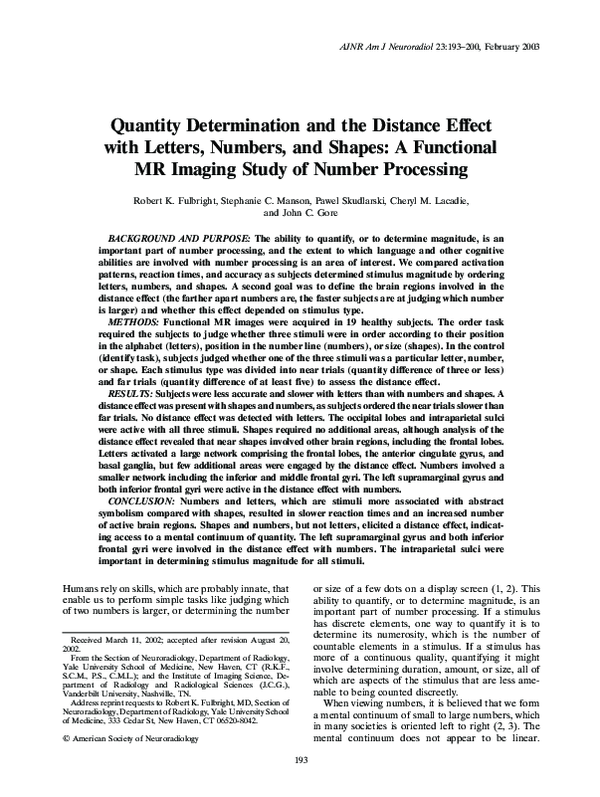 (PDF) Quantity determination and the distance effect with letters ...