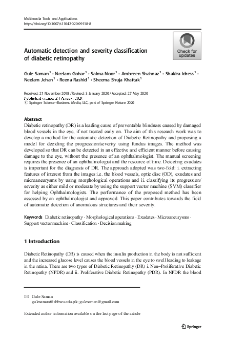 (PDF) Automatic detection and severity classification of diabetic ...