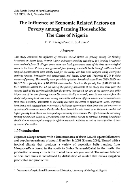 (PDF) The Influence of Economic Related Factors on Poverty among ...