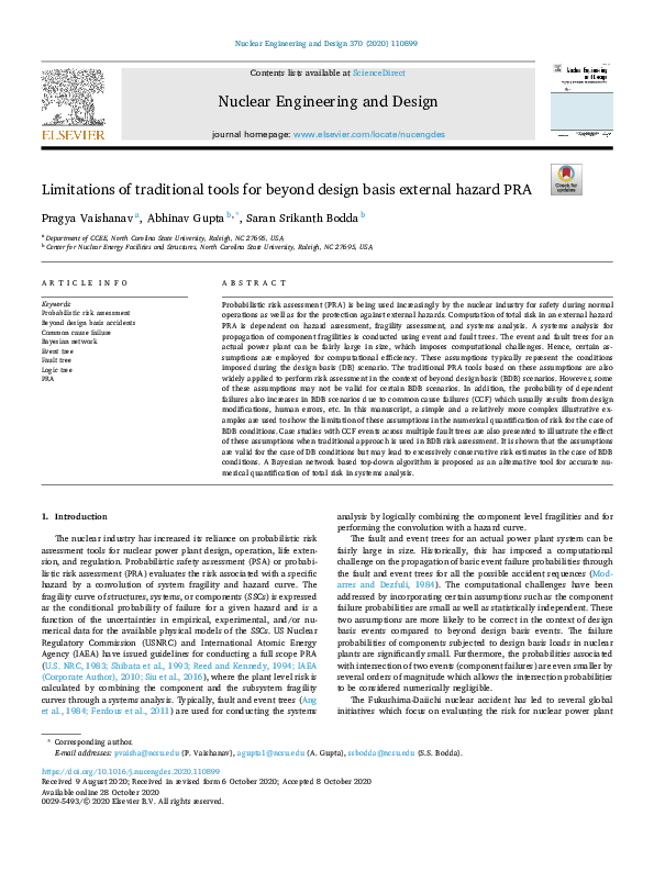 (PDF) Limitations of traditional tools for beyond design basis external ...
