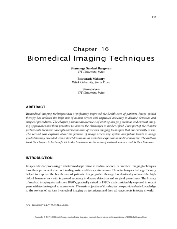 (PDF) Biomedical Imaging Techniques
