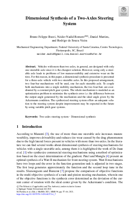 (PDF) Dimensional Synthesis of a Two-Axles Steering System