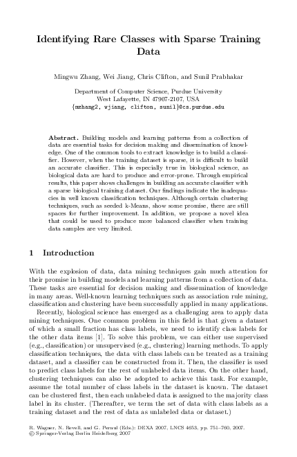 (PDF) Identifying Rare Classes with Sparse Training Data