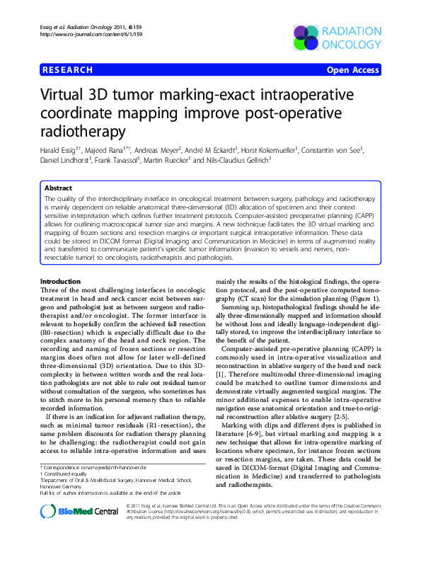 (PDF) Virtual 3D tumor marking-exact intraoperative coordinate mapping improve post-operative ...