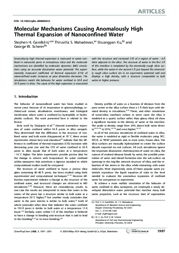 (PDF) Molecular Mechanisms Causing Anomalously High Thermal Expansion ...