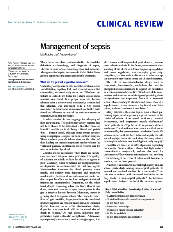 (PDF) Management of sepsis | Iain Mackenzie - Academia.edu