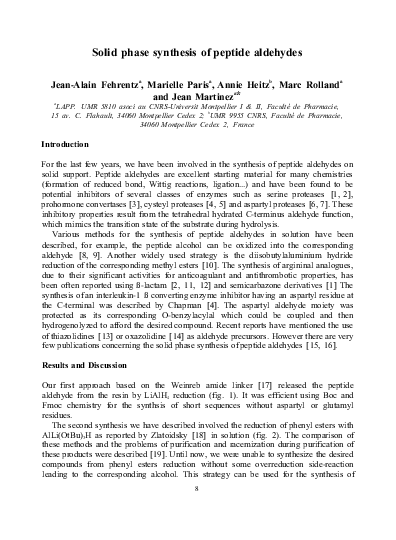 (PDF) Solid phase synthesis of peptide aldehydes