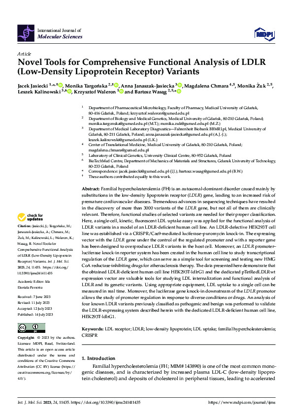 (PDF) Novel Tools for Comprehensive Functional Analysis of LDLR (Low ...
