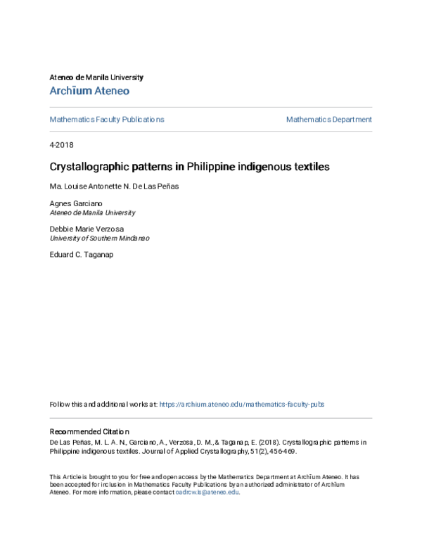 (PDF) Crystallographic patterns in Philippine indigenous textiles