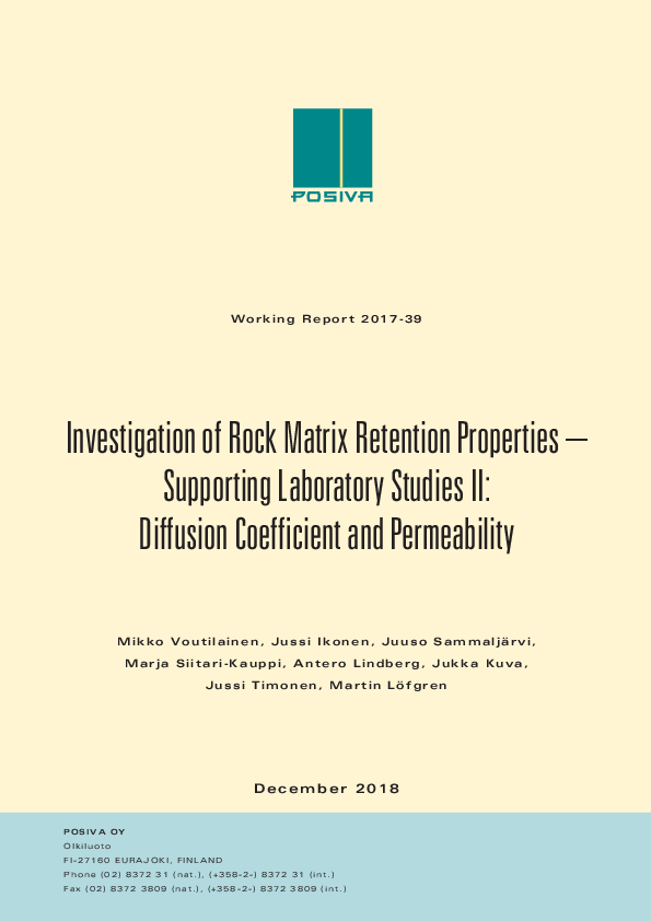 (PDF) Investigation of Rock Matrix Retention Properties: Supporting ...