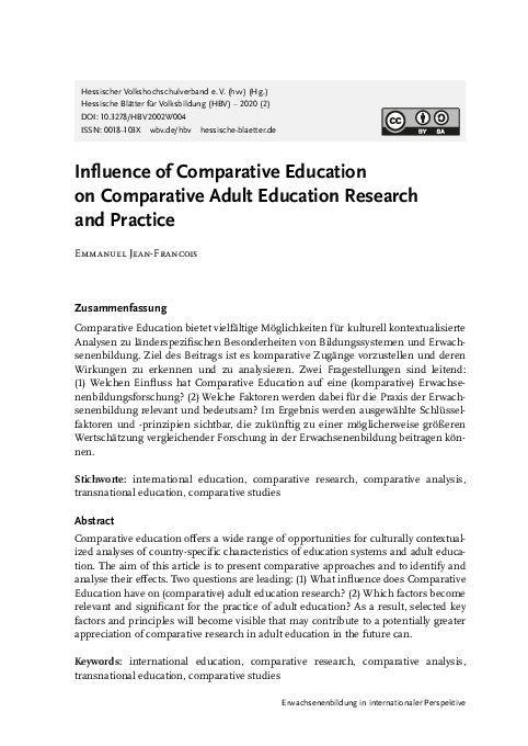 (PDF) Influence of Comparative Education on Comparative Adult Education ...