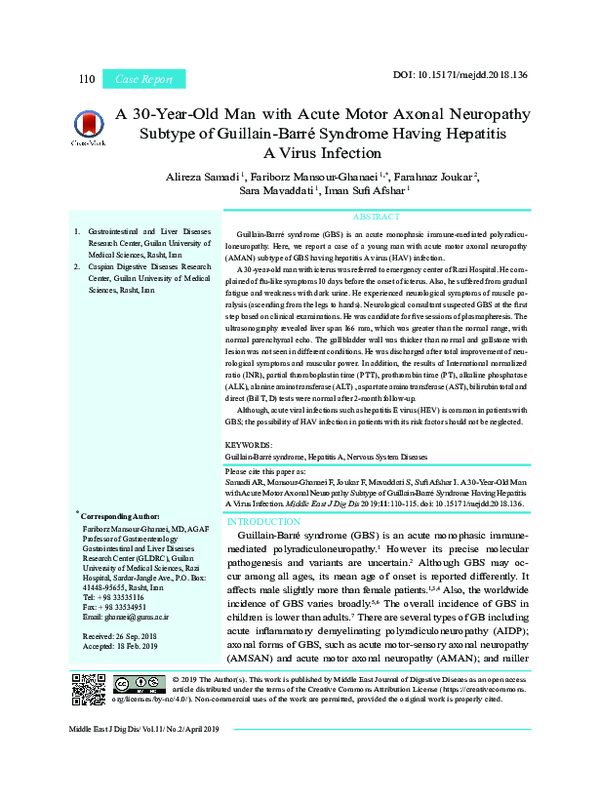 (PDF) Acute Motor-Sensory Axonal Neuropathy With Hyperreflexia in ...