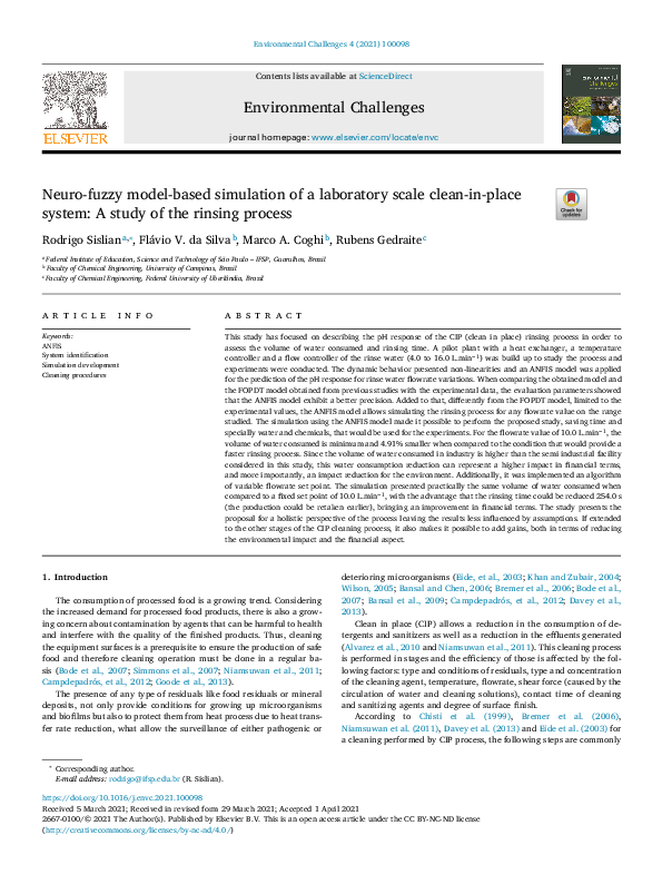 (PDF) Neuro-fuzzy model-based simulation of a laboratory scale clean-in-place system: A study of ...