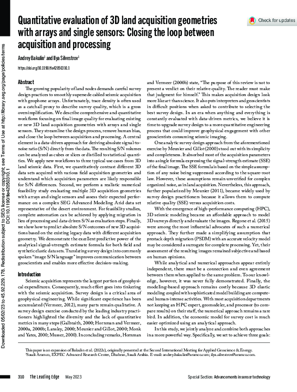 (PDF) Quantitative evaluation of 3D land acquisition geometries with ...