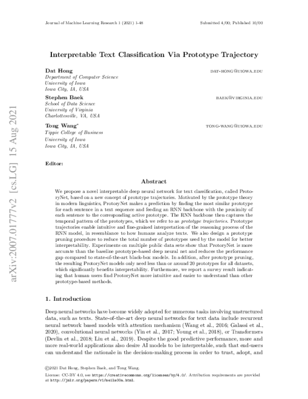 Pdf Interpretable Sequence Classification Via Prototype Trajectory