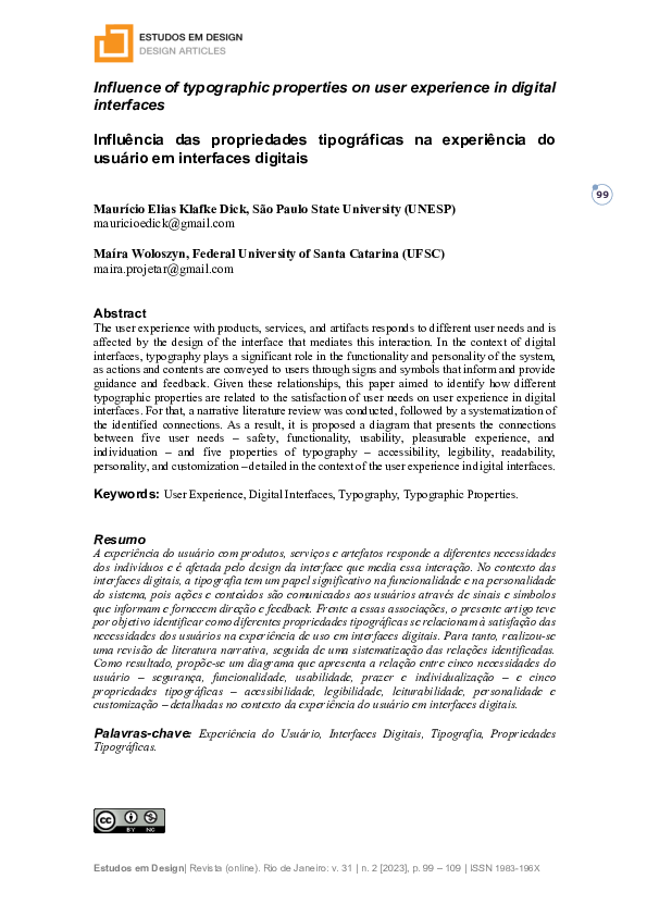 (PDF) Influence of typographic properties on user experience in digital interfaces